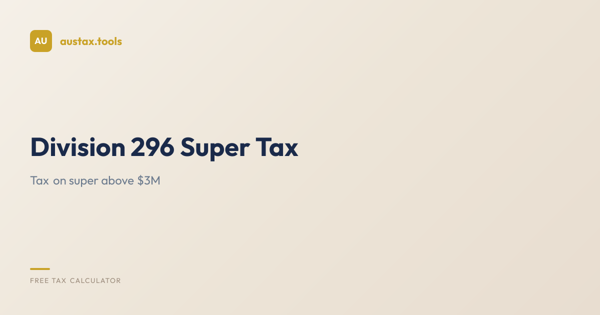 ATO Division 296 Super Tax Calculator 2026-27 — $3M & $10M Thresholds ...